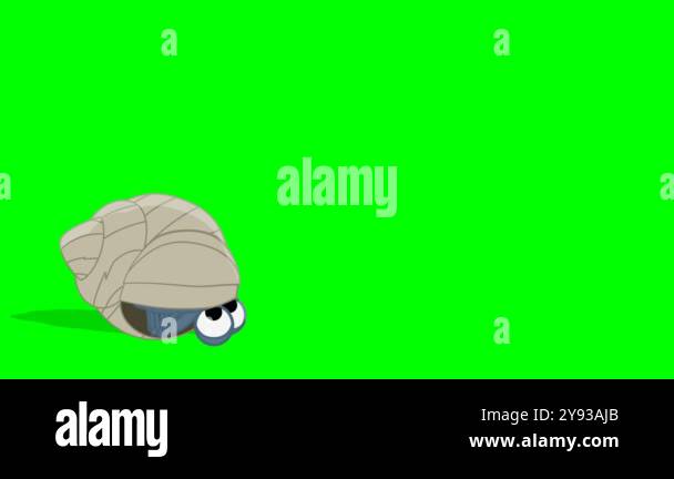 2d animated character of A cute blue mischievous crab comes out of its ...