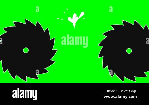 2d animated character of Two sharp round blades that collide with each ...