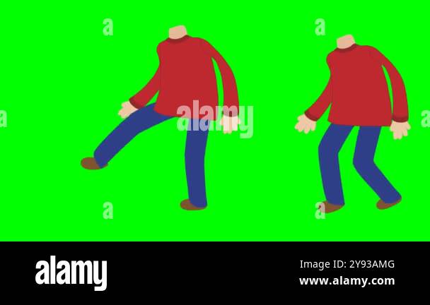 2d animated character of Headless human body walking cycle and loop or ...