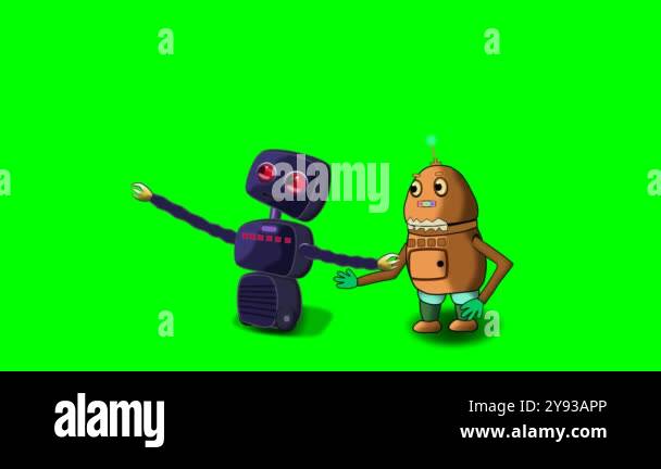 2d animated character of two electronic mechanical robots interesting ...