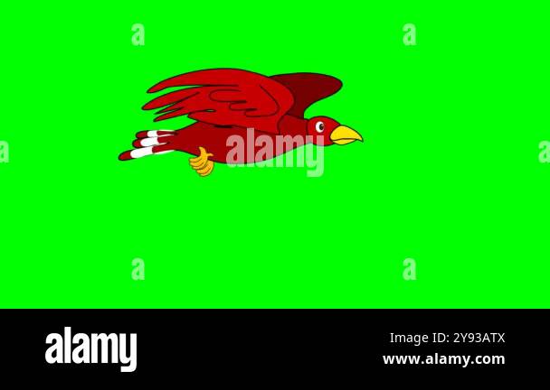 2d animated character of Eagle bird or red bird flying in the sky ...
