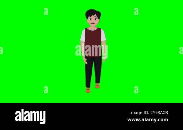 2d animated character of Boy or young man walking in front of cycle ...