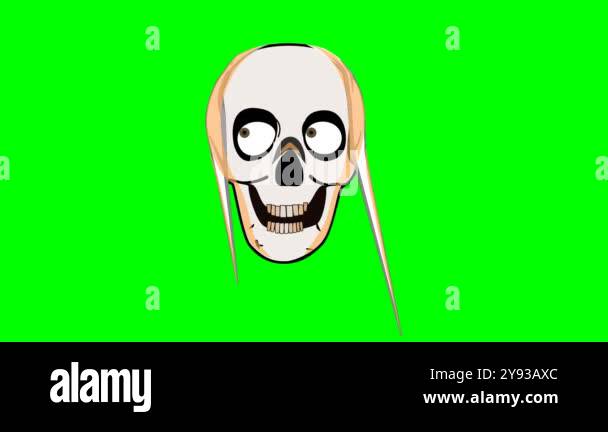 2d animated character of The face of a ghost or skeleton and bones that ...