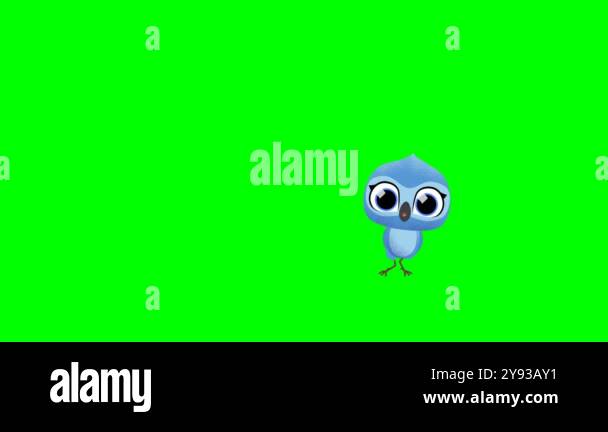 2d animated character of The beautiful blue bird flies happily and ...