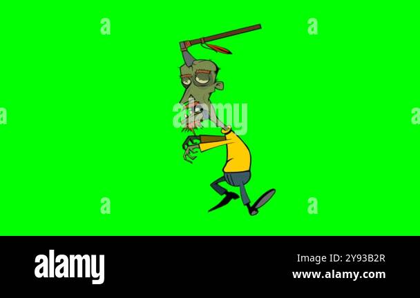 2d animated character of An ugly zombie man or boy walking in an ...