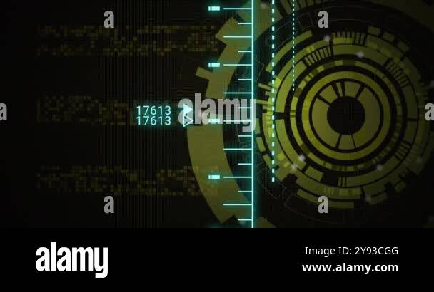 Animation of scope scanning over diagrams and data processing. Technology, business and digital ...