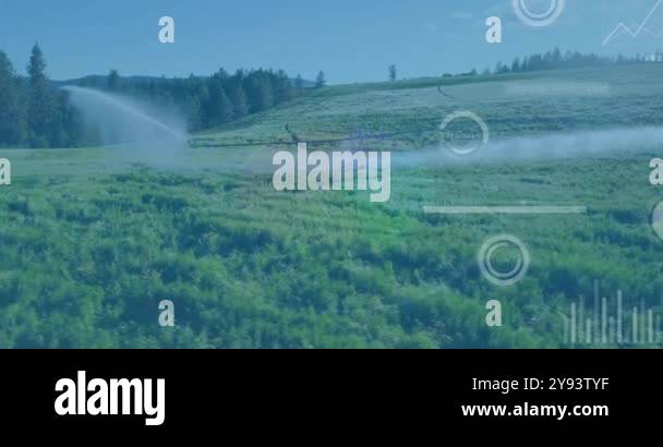 Animation of diagrams and data processing over plantation. Technology ...