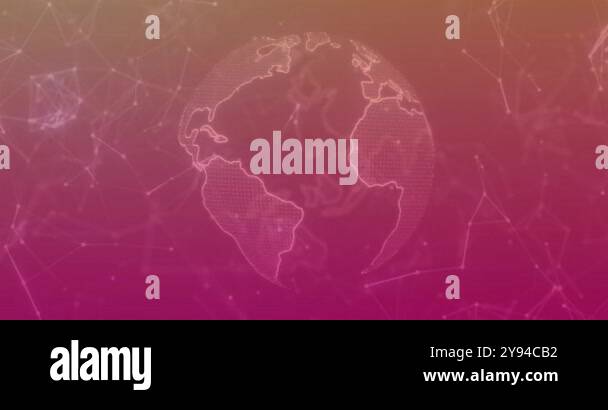 Digital globe with connecting lines and dots, global network animation ...