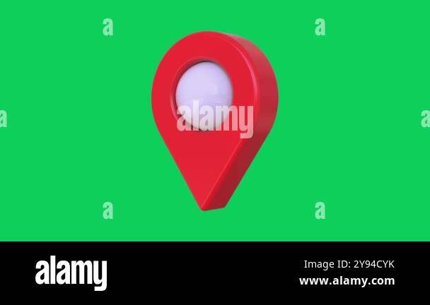 3D GPS icon on green screen background, navigation symbols. Location ...