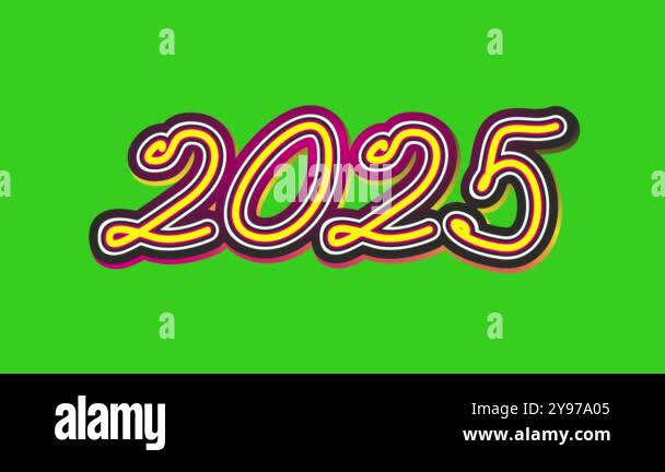 number line 2025 Flat colorful stop-motion animation, green screen ...