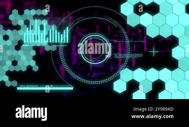 Animation of scope scanning over diagrams and data processing. Technology, business and digital ...