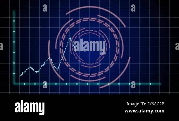 Animation of scope scanning and diagrams over blue background ...