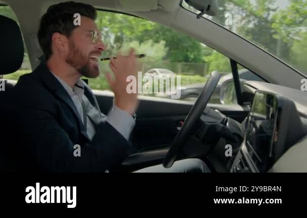 Angry furious mad male Caucasian man guy driver businessman auto ...