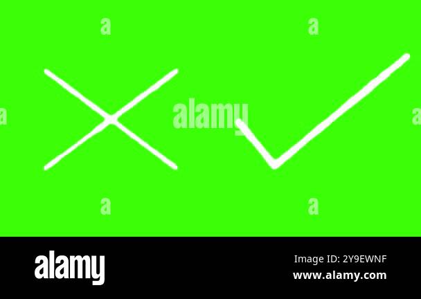 green screen tick and red cross signs animation, right and wrong ...