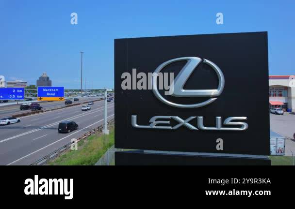 Lexus branding display, luxury division of Toyota. Japanese automaker ...