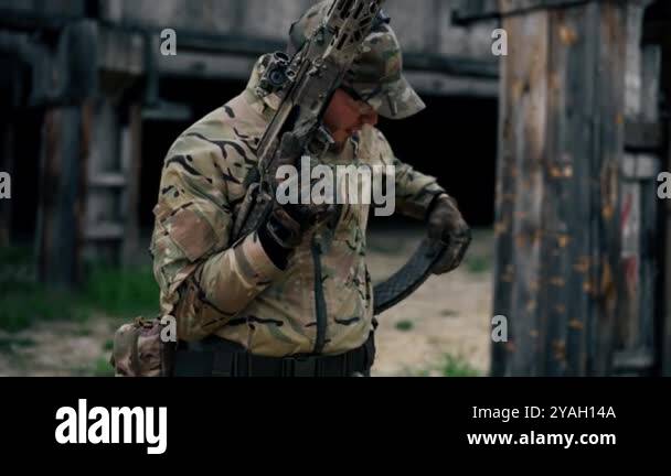 military tactical strategy aiming from NATO rifle training at a ...