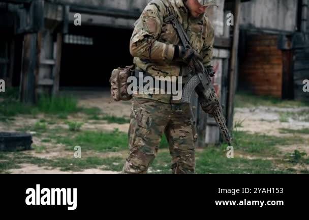 military tactical strategy aiming from NATO rifle training at a ...