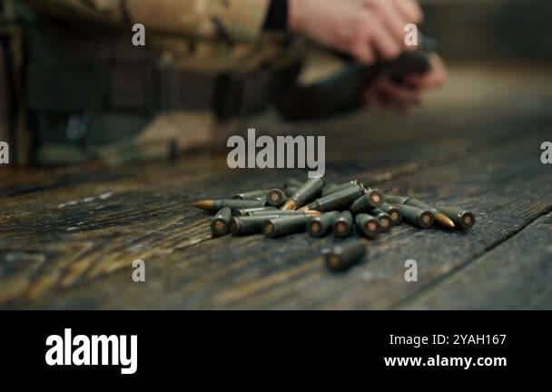 close-up at a professional shooting range a military instructor in a ...