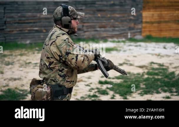 military tactical strategy aiming from NATO rifle training at a ...
