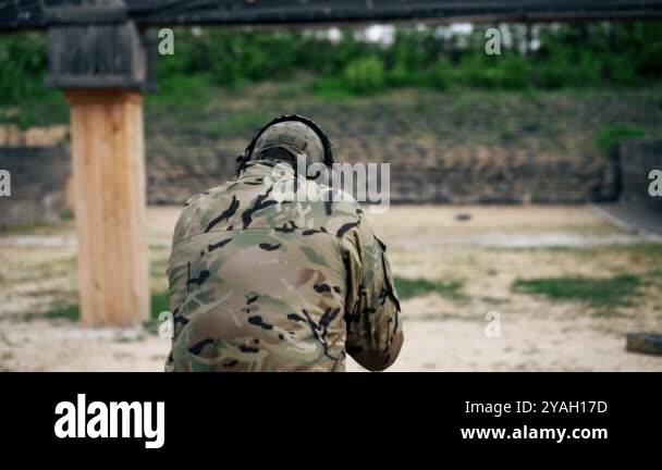 military tactical strategy aiming from NATO rifle training at a ...