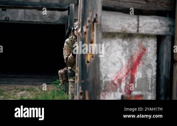 military tactical strategy aiming from NATO rifle training at a ...