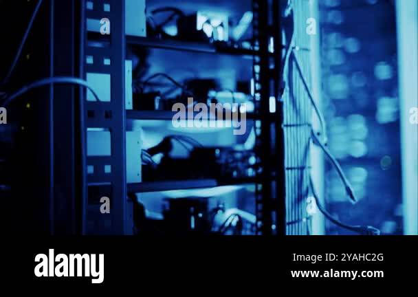 Alert signal with flashing red lights in a server room Stock Video ...