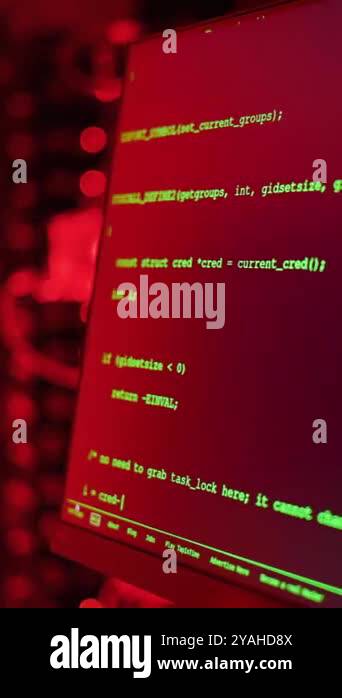 Alert signal with flashing red lights in a server room. Vertical Stock ...