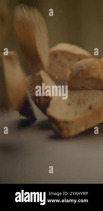 A closeup, detailed view of a nut falling from a tree branch ...