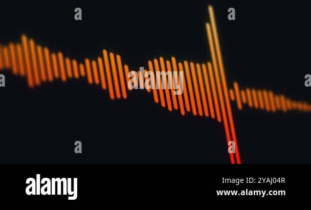 Audio waveform spectrum, digital sound wave rippling on black ...