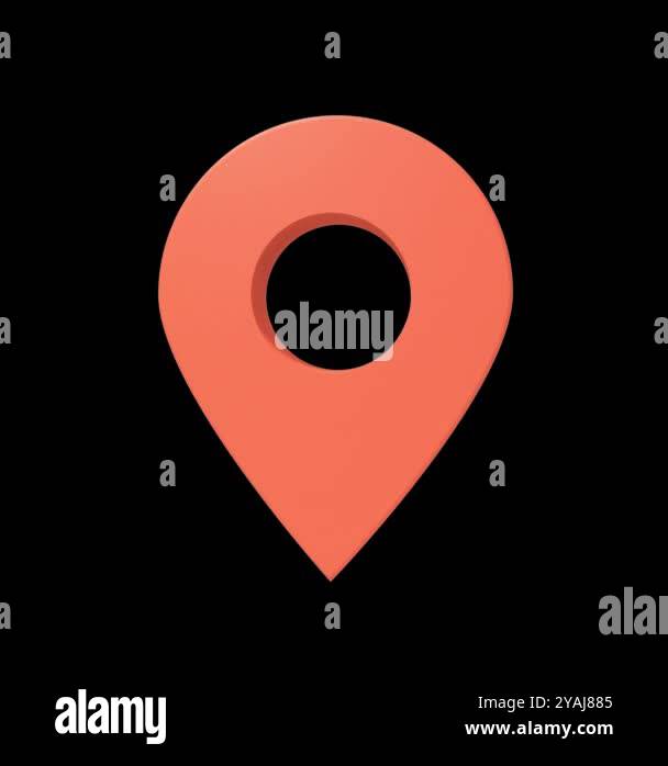 Seamless 3D animation of a location pin marker with an alpha channel ...