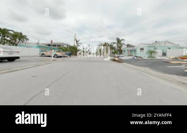 St Petersburg, FL, USA - October 11, 2024: Storm surge debris St Petersburg Beach Florida ...