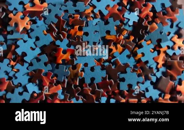 Background of Colored Puzzle Pieces that Rotating Clockwise - Top View ...