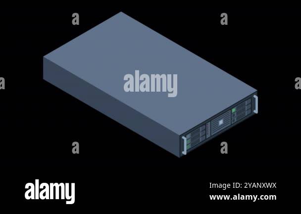Isometric server animation. Server racks. Server boxes isolated ...