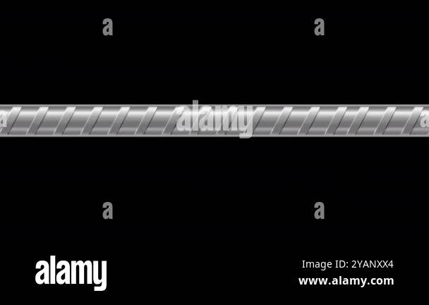 Realistic metal bar animation. Metal rebar. Seamless steel rebar. Metal ...