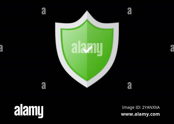 Green badge with shield and check mark animation. Right mark with ...