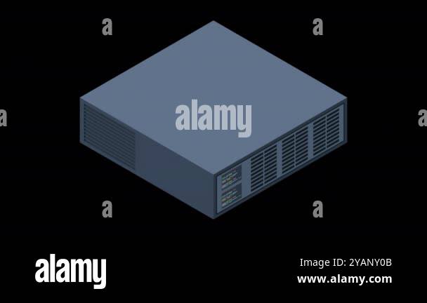 Isometric server animation. Server racks. Server boxes isolated ...