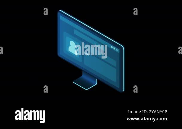 Isometric monitor animation. Computer monitor isometric desktop. Modern ...