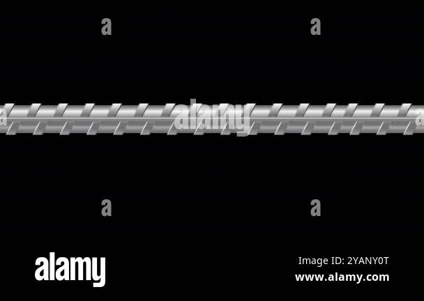 Realistic metal bar animation. Metal rebar. Seamless steel rebar. Metal ...