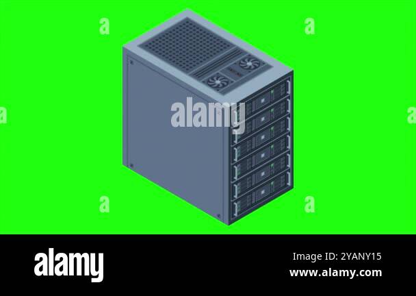 Isometric server animation. Server racks. Server boxes isolated ...