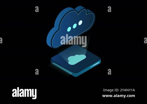 Isometric cloud database animation. Cloud computing and file cloud ...