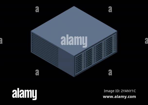 Isometric server animation. Server racks. Server boxes isolated ...