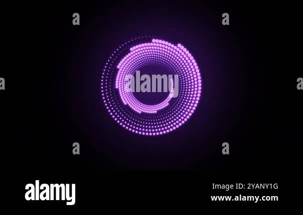 Glowing purple light ring. Futuristic loading circles and dots ...