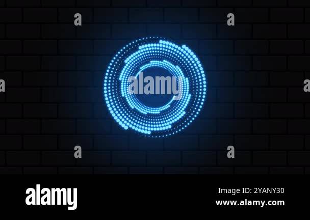 Glowing blue light ring. Futuristic loading circles and dots animation ...