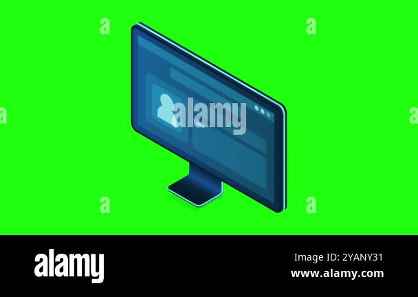 Isometric monitor animation. Computer monitor isometric desktop. Modern ...