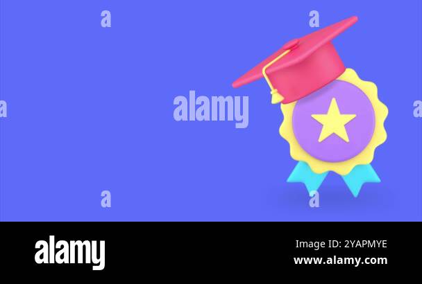 Education medal with graduation hat learning studying with copy space ...