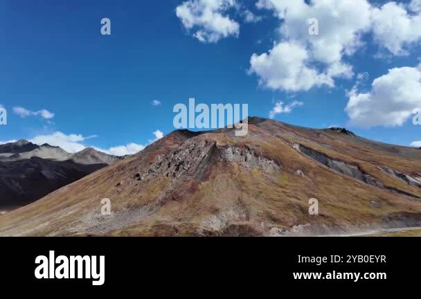 4K Mountain Landscape Side to Back View Green and Dark Rocky Mountains ...
