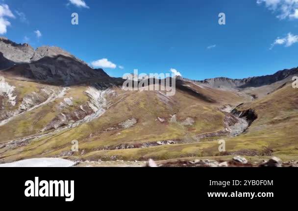 4K Mountain Landscape Side View of Beautiful Green Mountain Ranges ...