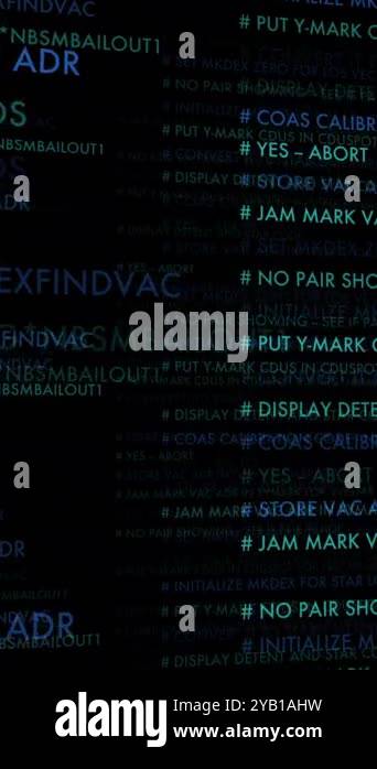 A mesmerizing visual of digital text in a dark matrix style, showcasing ...