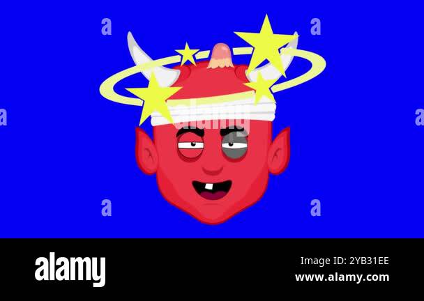 video animation emoji face demon character cartoon illustration, injury ...