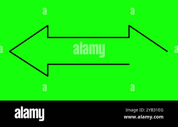 video animation outline of arrow being drawn line, indicating left and ...